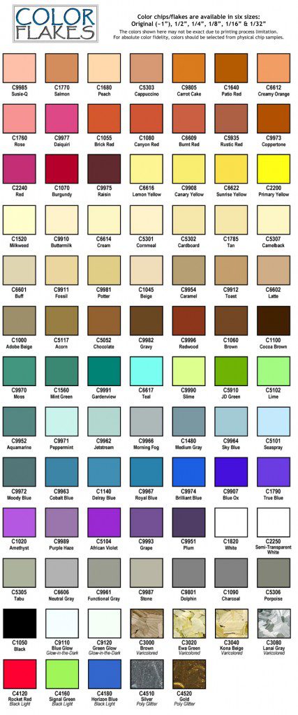 Color Chart - Pristine Concrete